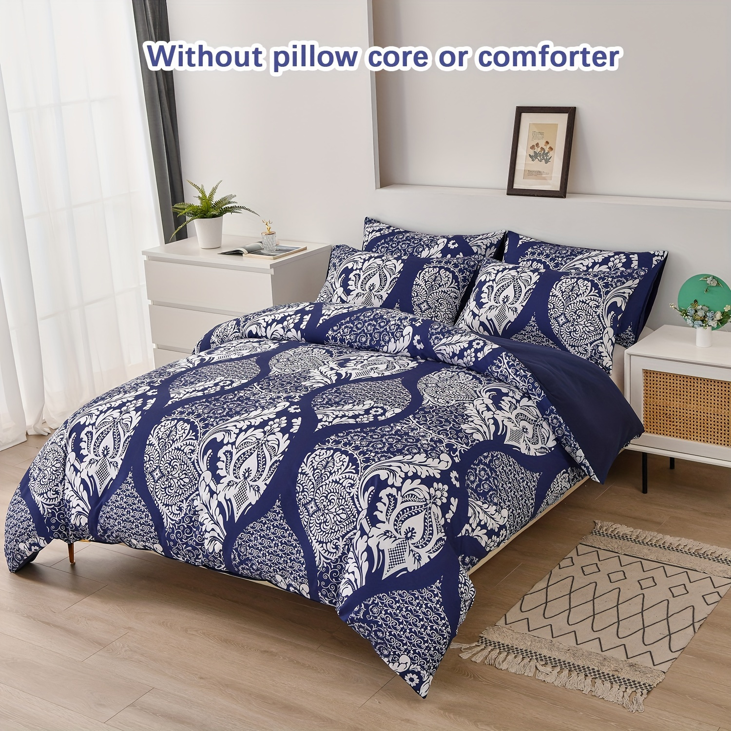 Boho Style Duvet Cover Set Vintage Flower Texture Polyester - Temu New ...