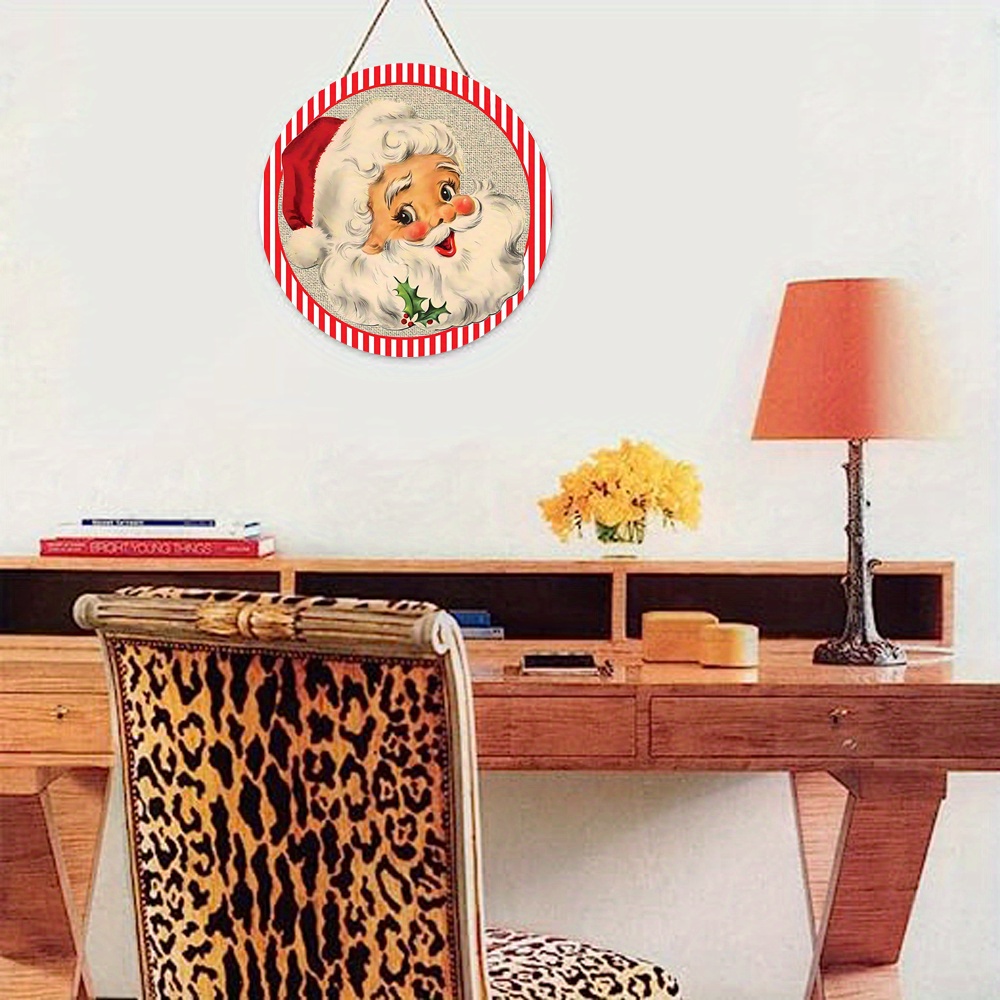 Santa Claus Round Wooden Decoration Wooden Round Decoration - Temu Canada