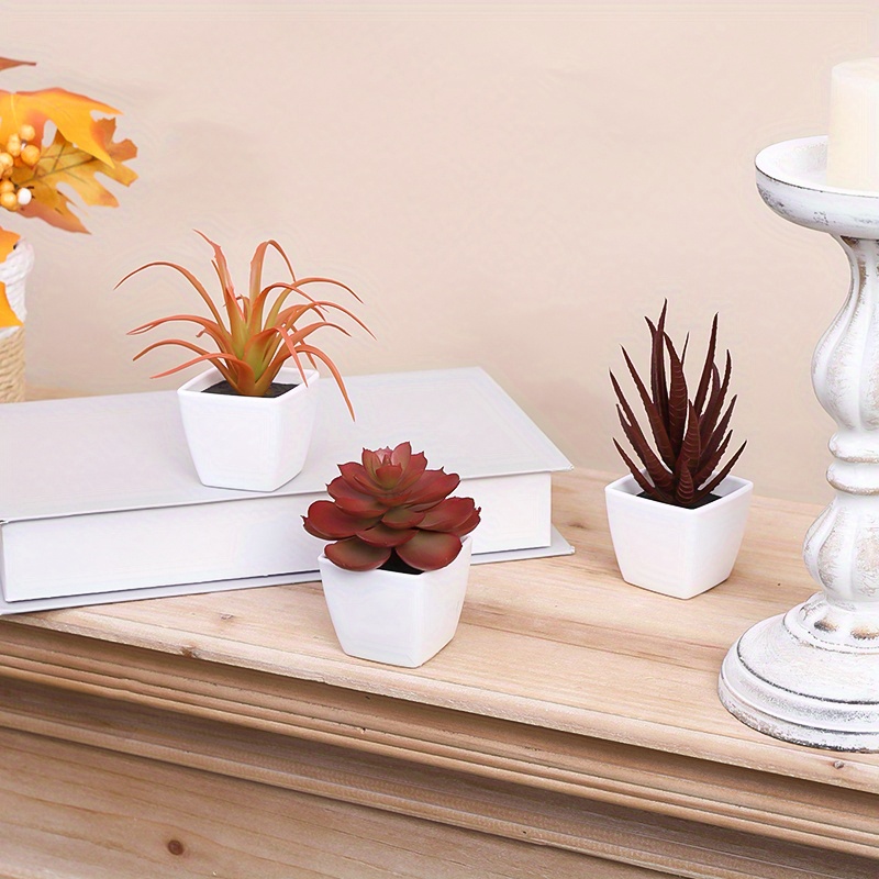 3pcs Set Artificial Succulent Plants Small Succulents Plant In White ...