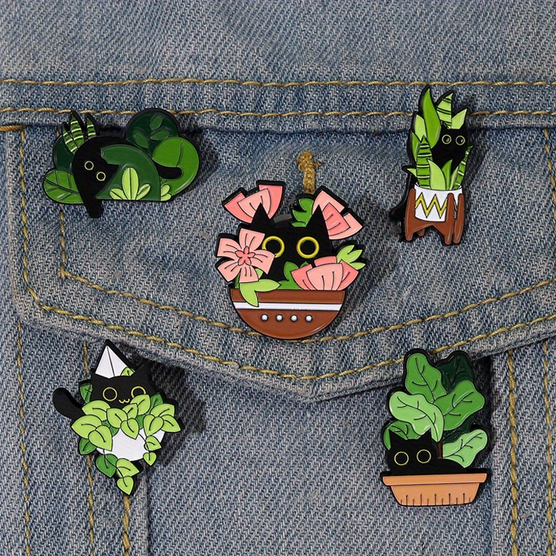 Cute Black Cat Animal Theme Brooch Set Animal Theme Brooch - Temu Australia