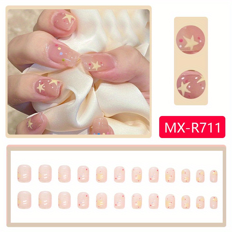 Summer Cute Nails Flower Star Heart Print Press On - Temu Australia