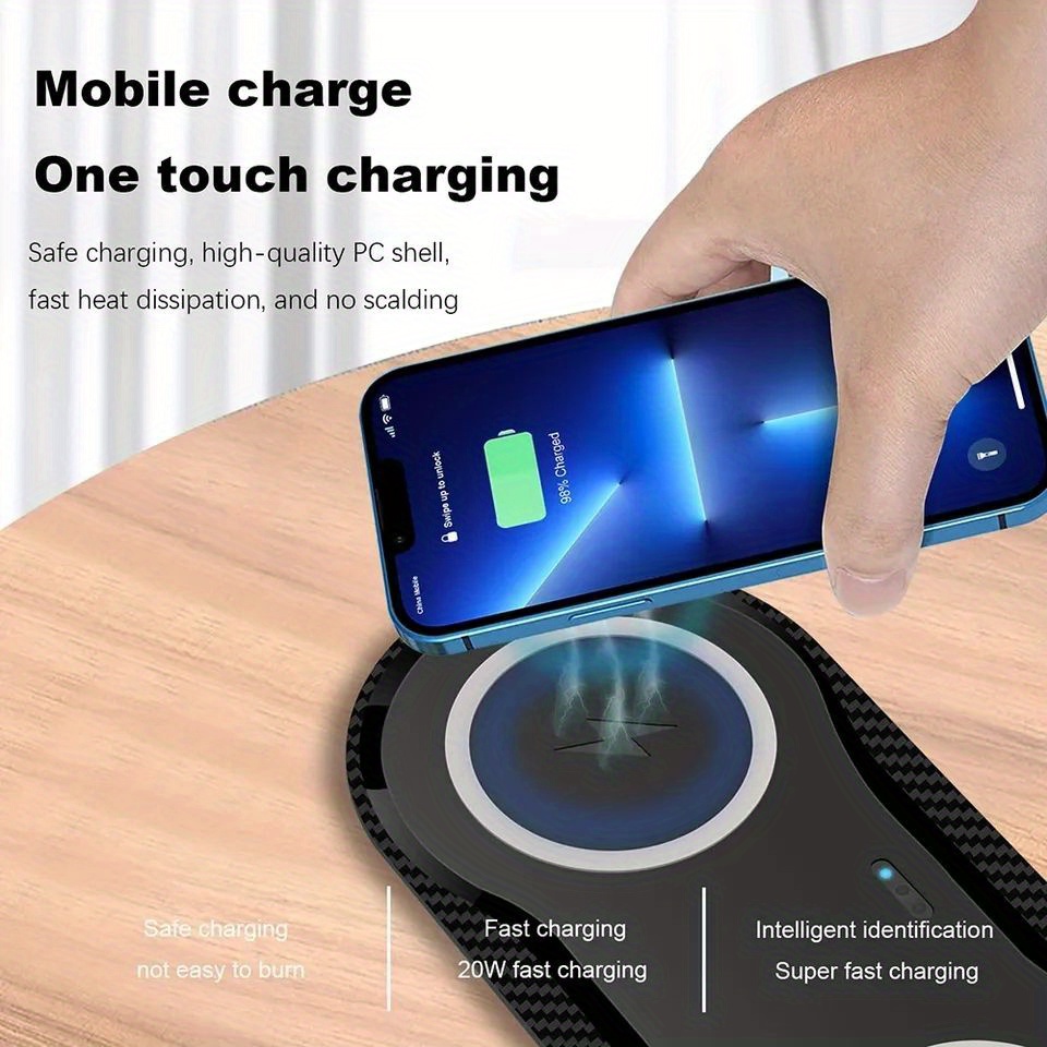 1 Double Phone Wireless Charging Station Dock Rack Fast - Temu