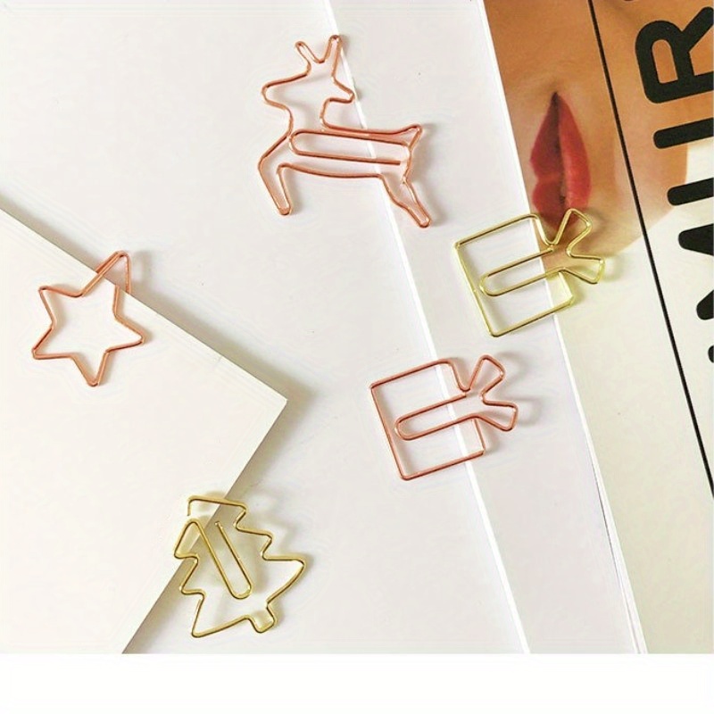 Golden Christmas Series Paperclips Office Stationery Gift - Temu United ...