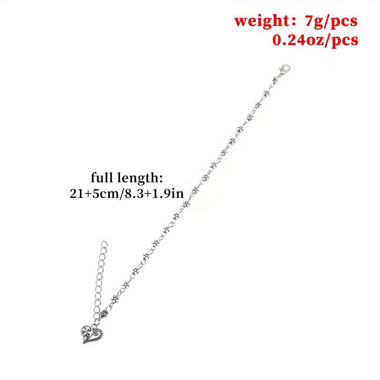 Hollow Love Heart Shape Pendant Beaded Chain Anklet Mini - Temu Australia