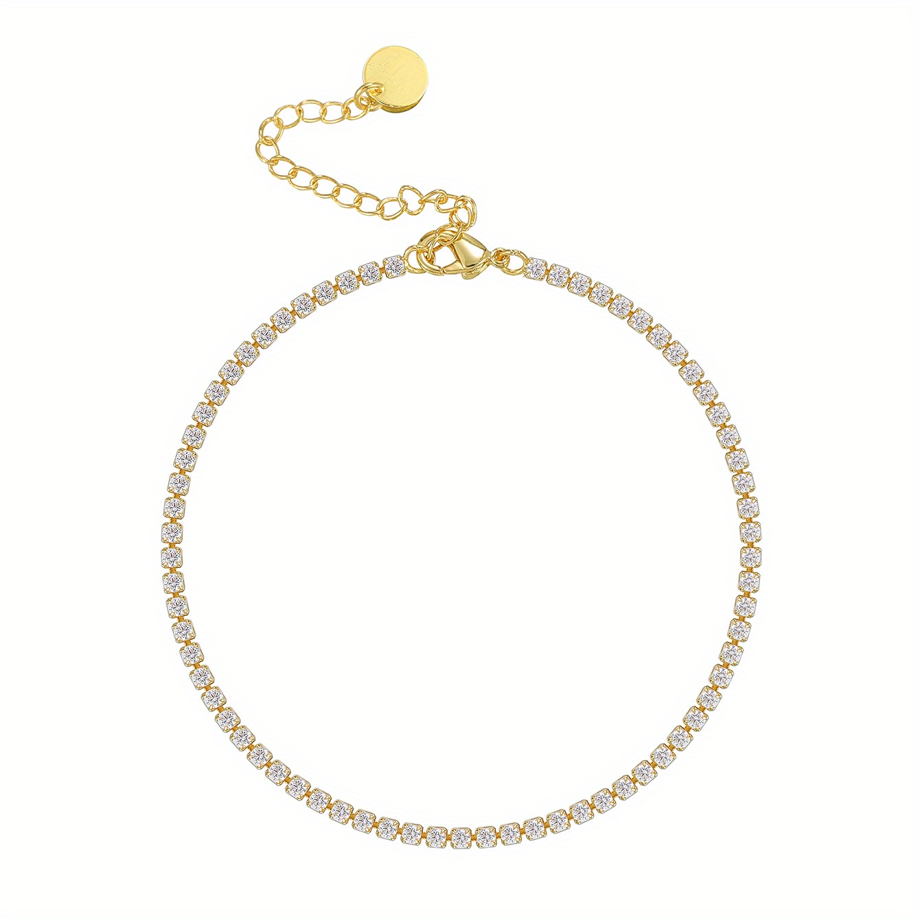 18k Gold Plated Thin Zircon Chain Anklet Bling Bling Copper Ankle ...