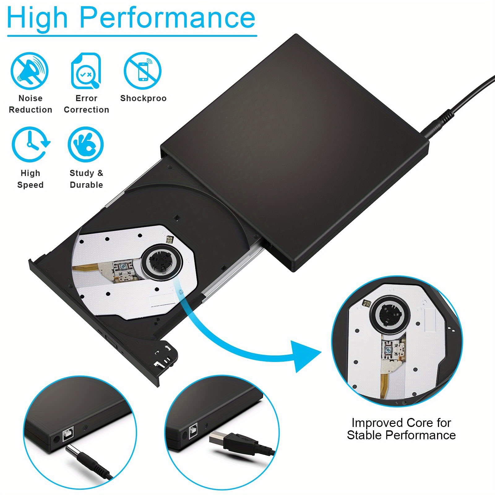 External Cd Dvd Drive Usb 2.0 Slim Protable External Cd rw - Temu