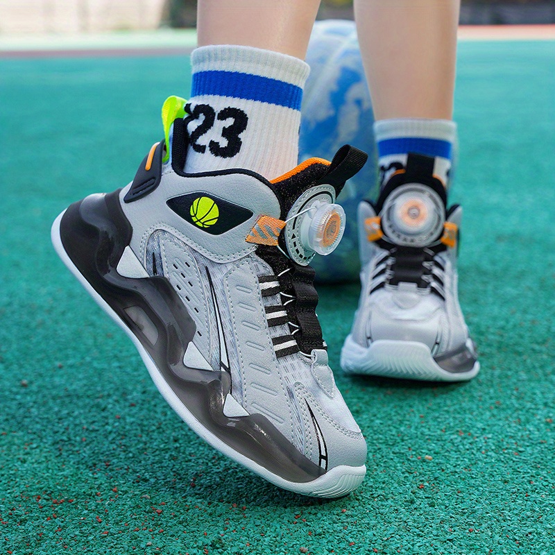 Boy's Professional Basketball Shoes Rotating Button Comfy - Temu New ...