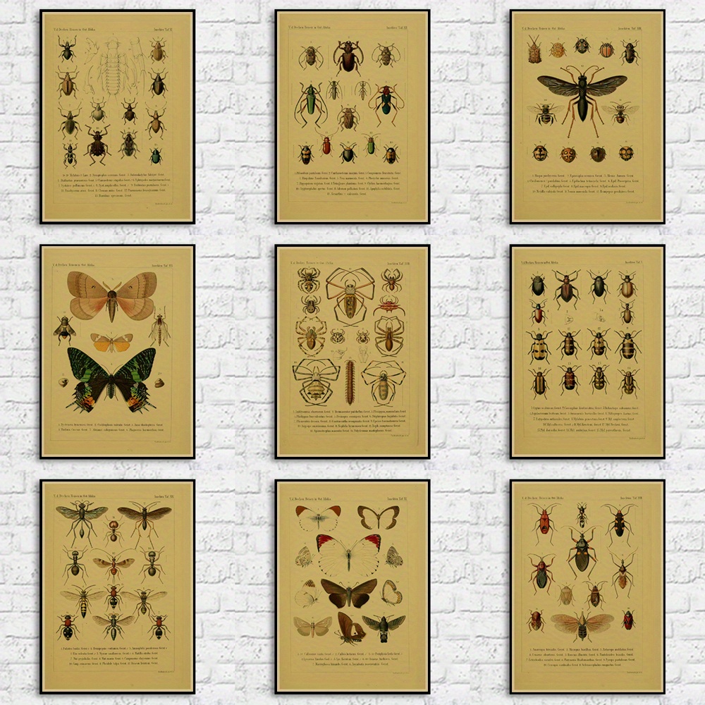 Insect Wall Art Poster Butterfly Painting Mural Print Kraft - Temu ...