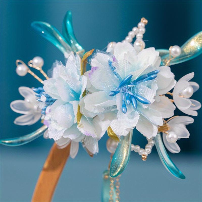 Vintage Handmade Hair Clip Elegant Beads Long Tassel Flower - Temu Ireland