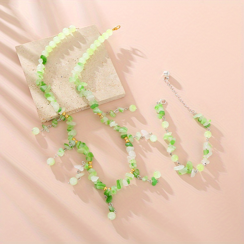 Bracelet Plus Necklace Boho Style Jewelry Set Made Irregular - Temu ...