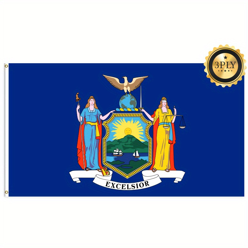 1pc 3ply Us New York State Flags 3x5 Feet Heavy Duty With 2 Brass ...