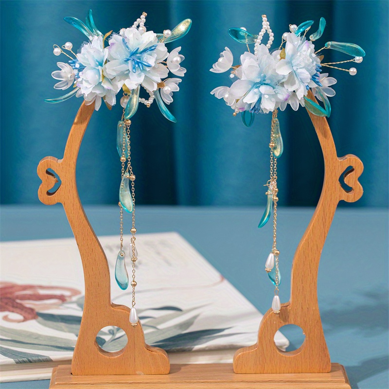 Vintage Handmade Hair Clip Elegant Beads Long Tassel Flower - Temu Ireland