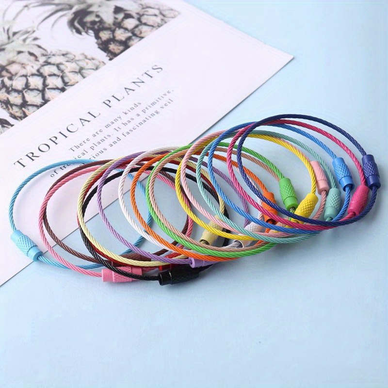Wire Keychain Cable Rainbow Color Stainless Steel Key Ring - Temu ...
