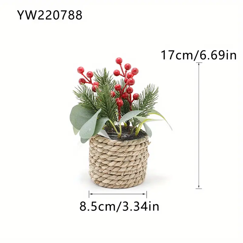 1pc 造花植物 人工植物盆栽テーブル 装飾レッドベリー の葉の装飾 部屋の装飾 家の装飾 Temu Japan