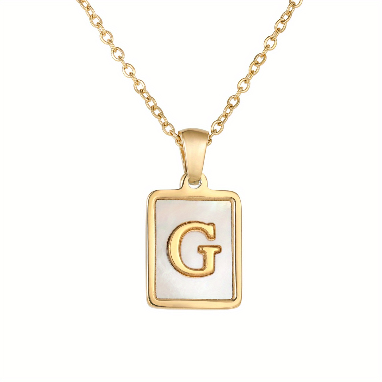 26 Letters Necklace Square Letter Necklace Shells Sweater - Temu United ...