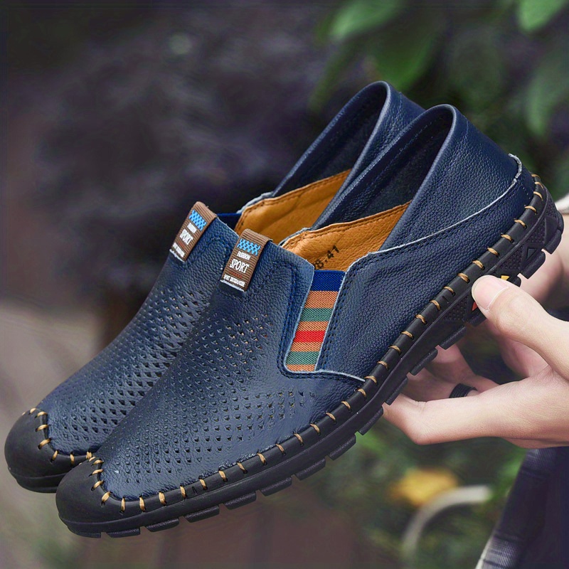 mens loafer shoes with ventilation holes comfy non slip slip on shoes ...