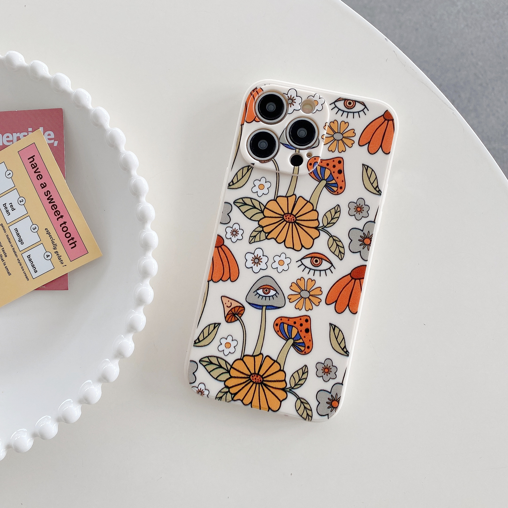 Coque Téléphone Imprimée Champignon Floral Arc en ciel - Temu France