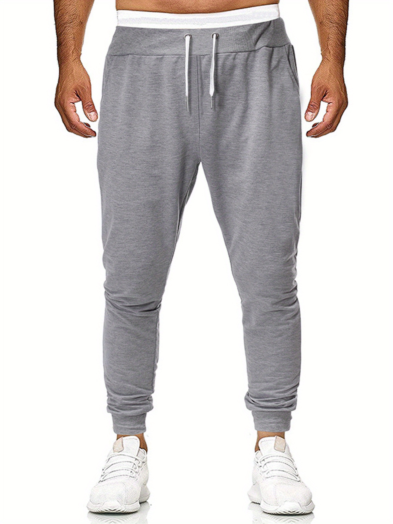 Solid Color Drawstring Sweatpants Straight Leg Loose Fit - Temu Australia