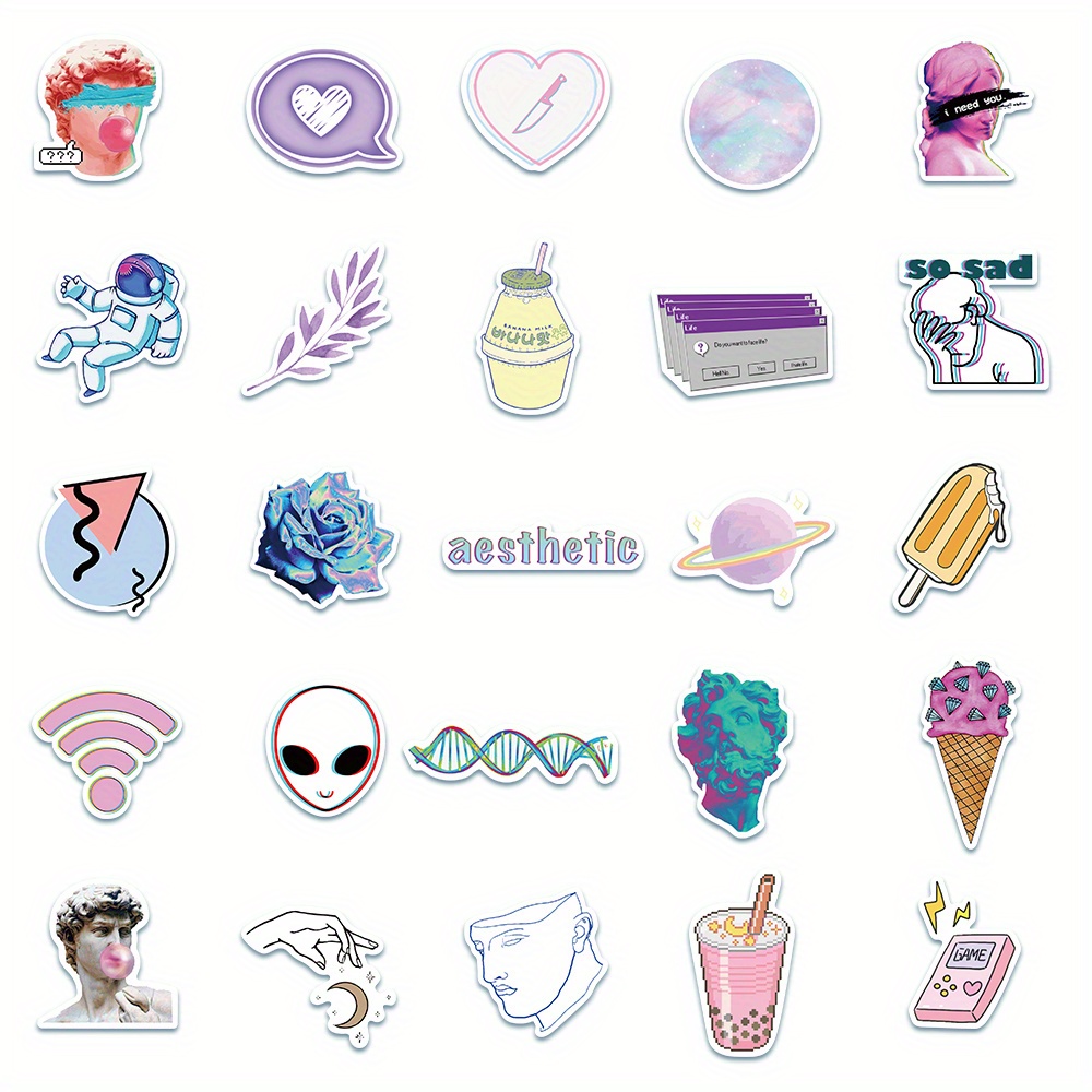 Cute Psychedelic Steam Wave Style Stickers Vsco Girl - Temu Australia