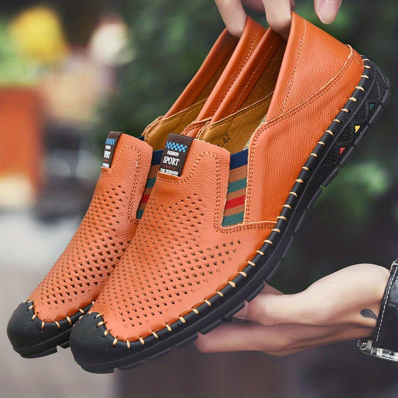 mens loafer shoes with ventilation holes comfy non slip slip on shoes ...
