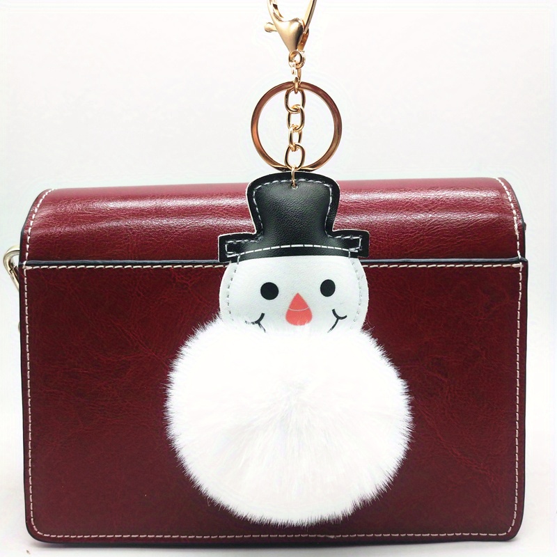 Snowman Pom Pom Keychain Cute Plush Key Ring Purse Bag - Temu Canada