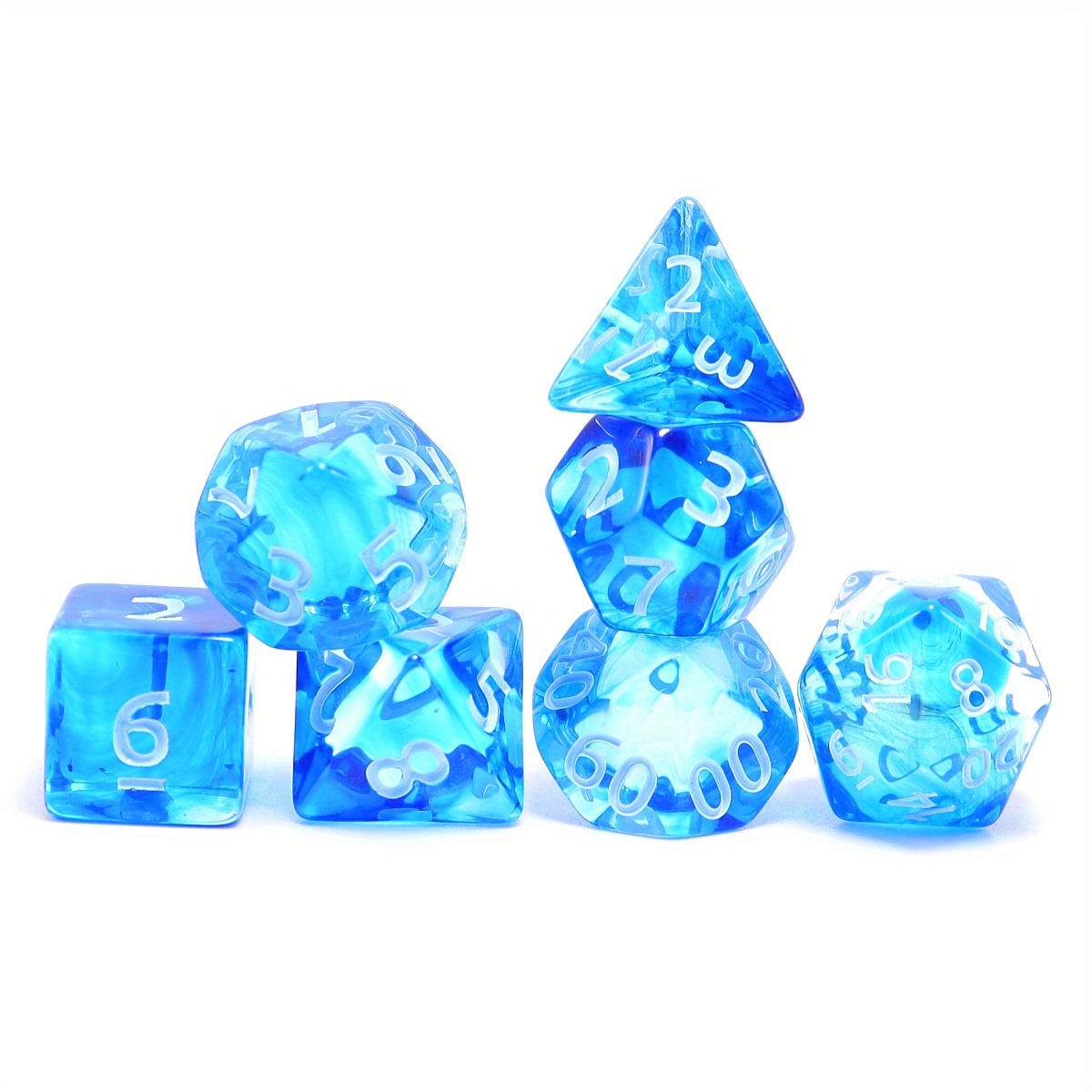 game dice set polyhedral transparent two color blue - Temu Australia