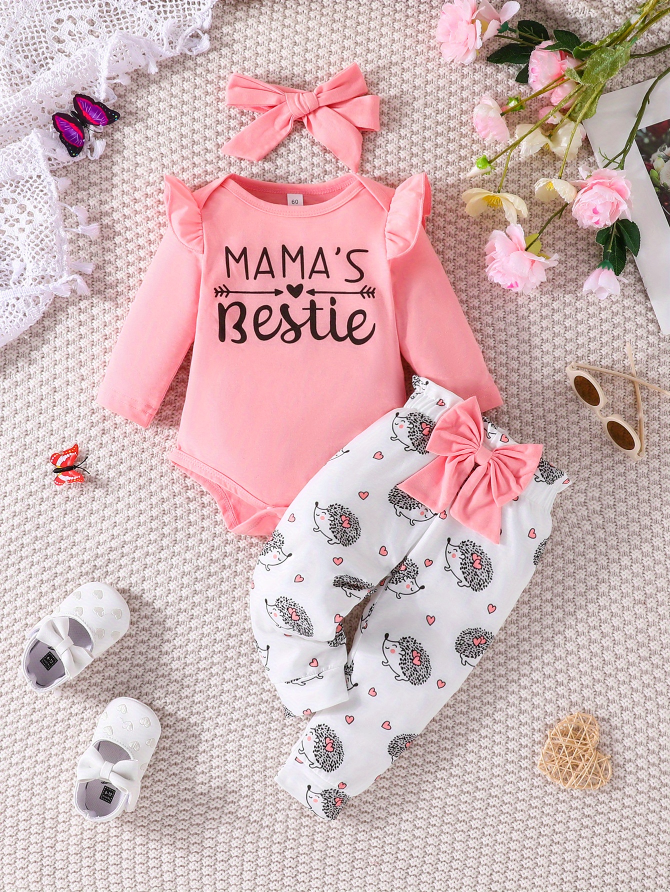 Long sleeved Romper + Cute Cartoon Graphic Trousers Set - Temu Norway
