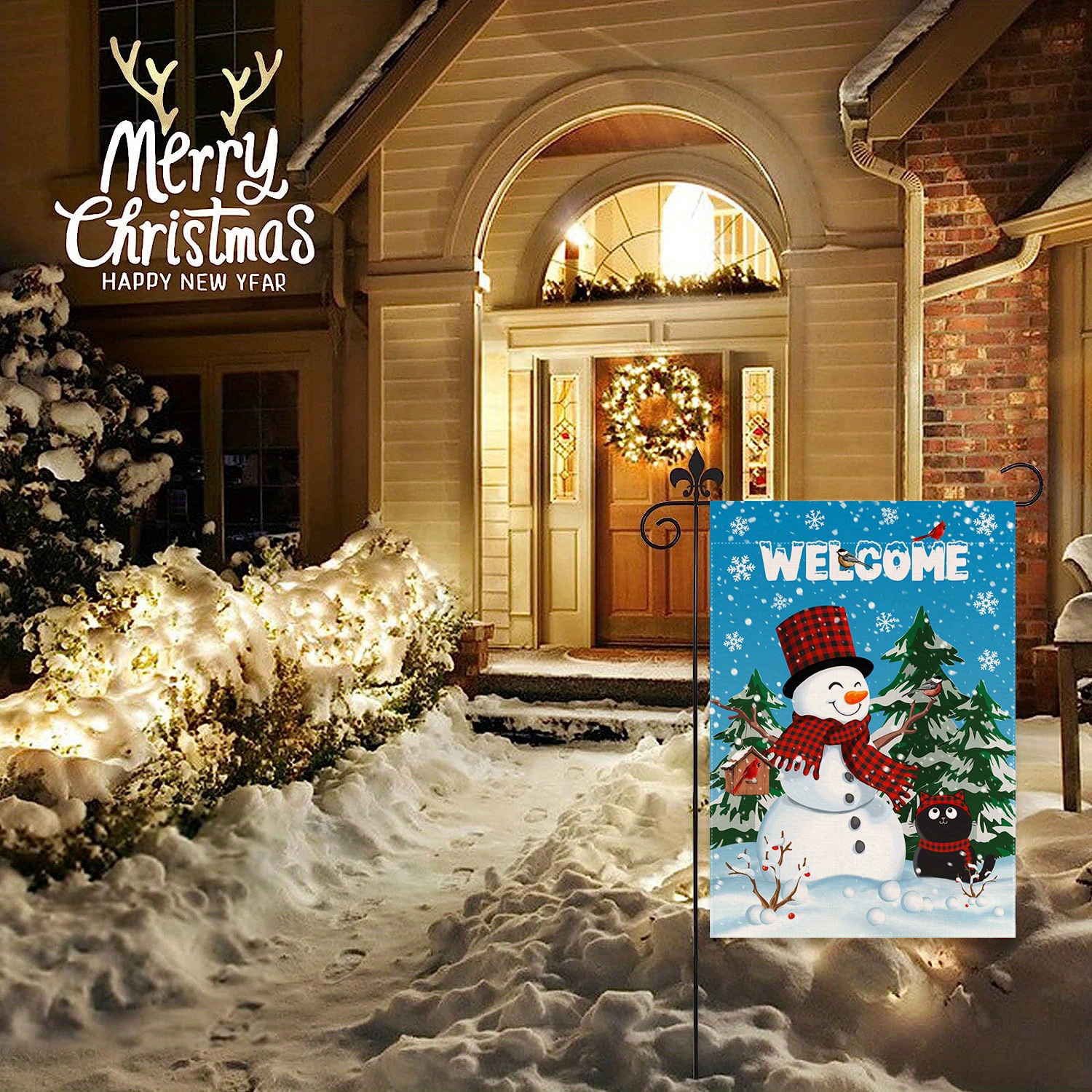 welcome snowman garden flag double sided flag - {region_name}