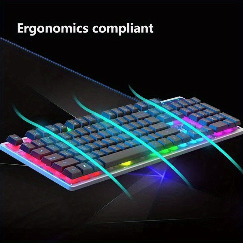 Gaming Keyboard Mouse Combo 104 Keys Rainbow Led Backlit - Temu Australia