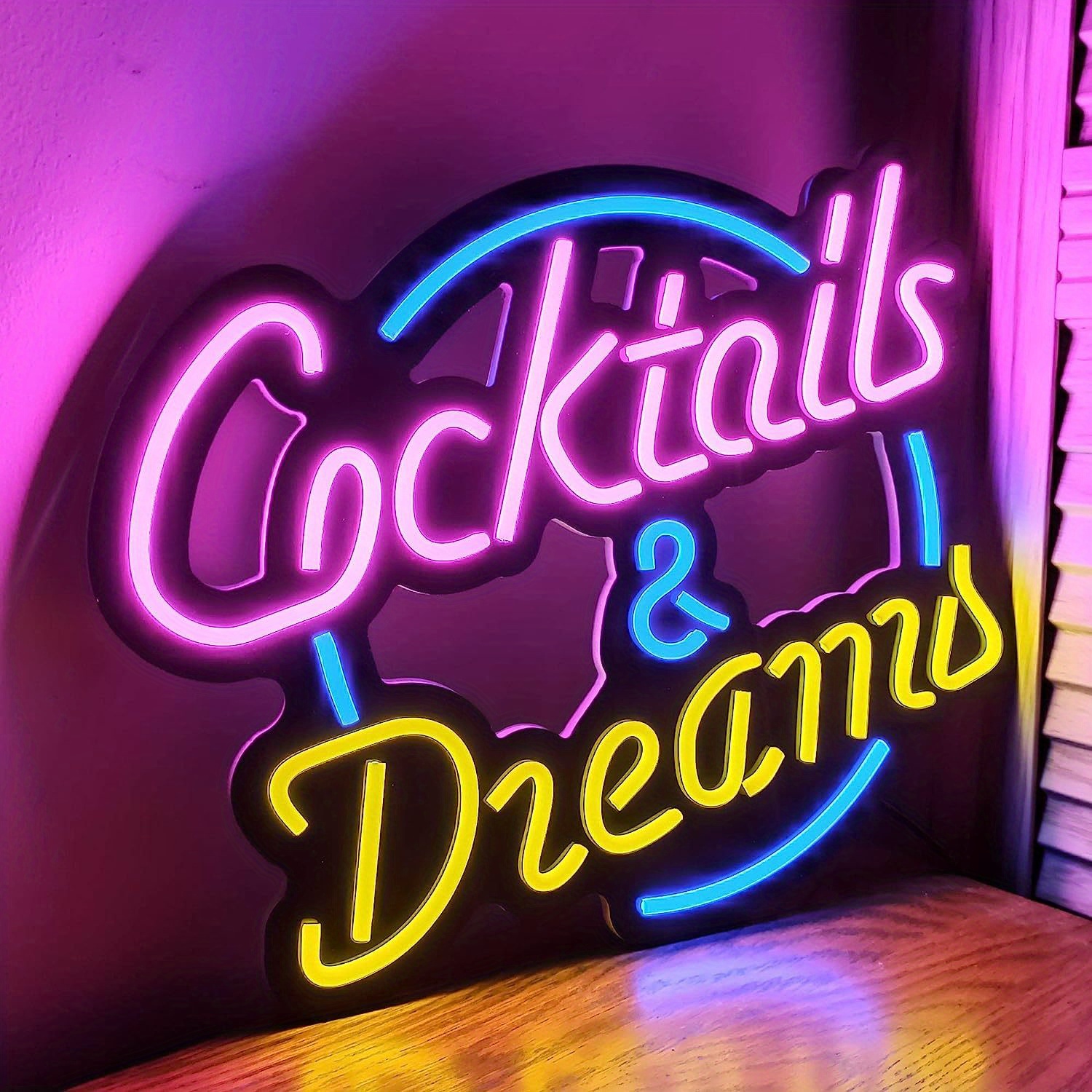 Cocktails Dreams Led Neon Sign Art Wall Lights Bar Hotel Pub - Temu