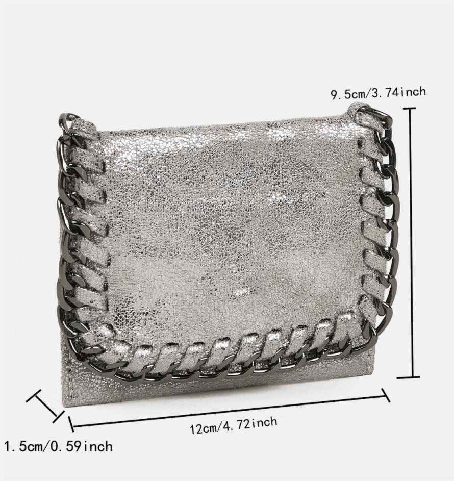 Glossy Metal Trim Bifold Coin Purse Pu Leather Portable - Temu Kuwait