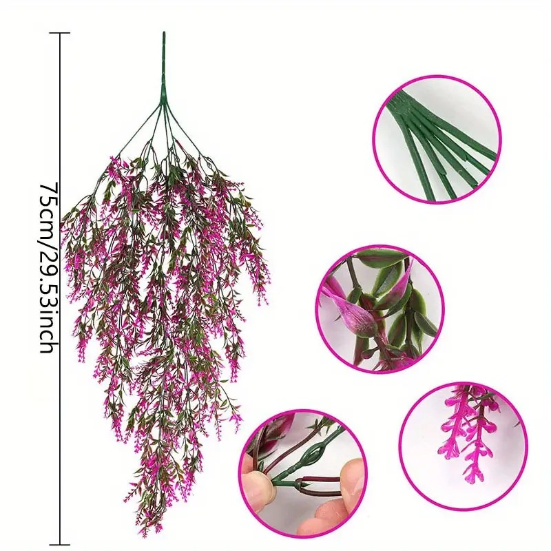 2個、高度な抗酸化人工植物、ラ 植物、人工つる、偽吊り下げ植物、人工緑のつる、屋外耐紫外線プラスチック植物壁、 パーティーの装飾 Home