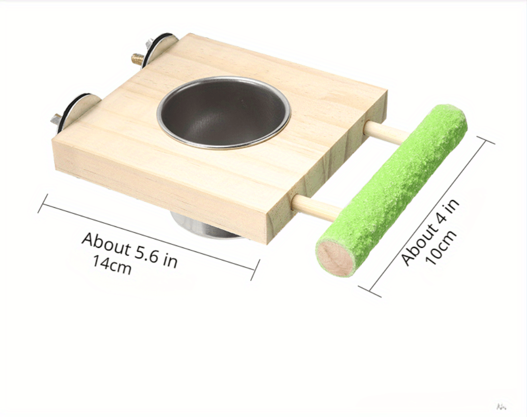 Stainless Steel Bird Feeder With Wooden Perch Stand Perfect - Temu