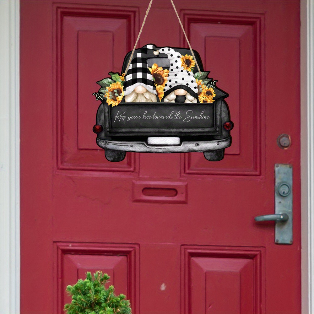 Decorative Hanging Plaque Country Style Car Dwarf Sunflower - Temu ...