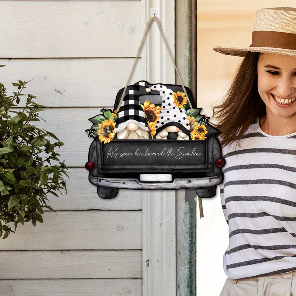 Decorative Hanging Plaque Country Style Car Dwarf Sunflower - Temu ...