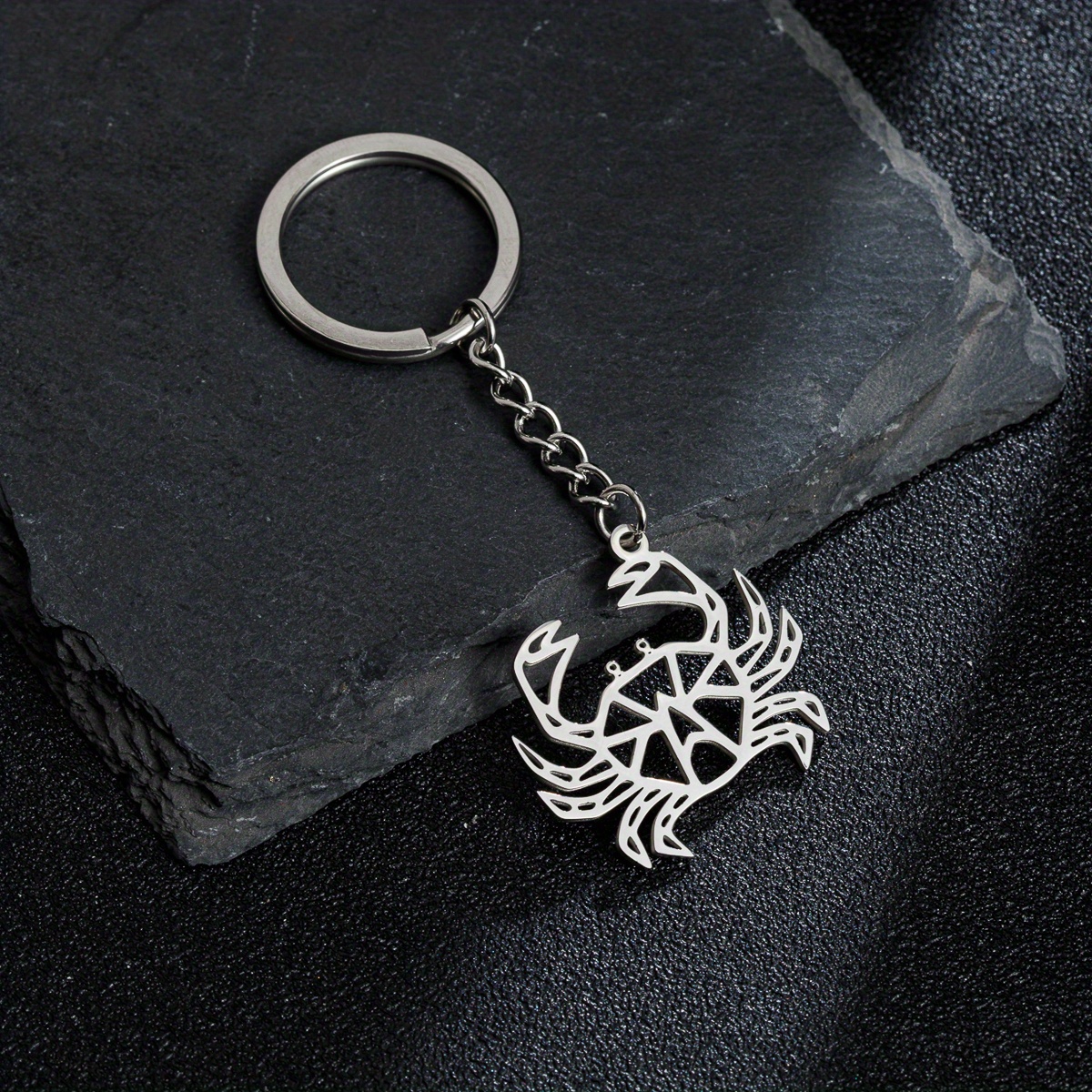 1pc stainless steel crab keychain creative hollow animal pendant ...