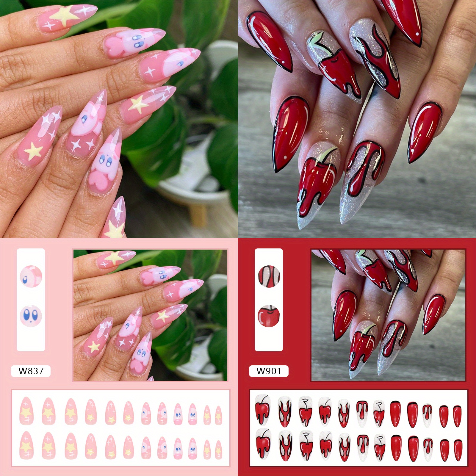 Cute Press Nails Kawaii Girl Comic Candle Flame Exquisite - Temu Australia