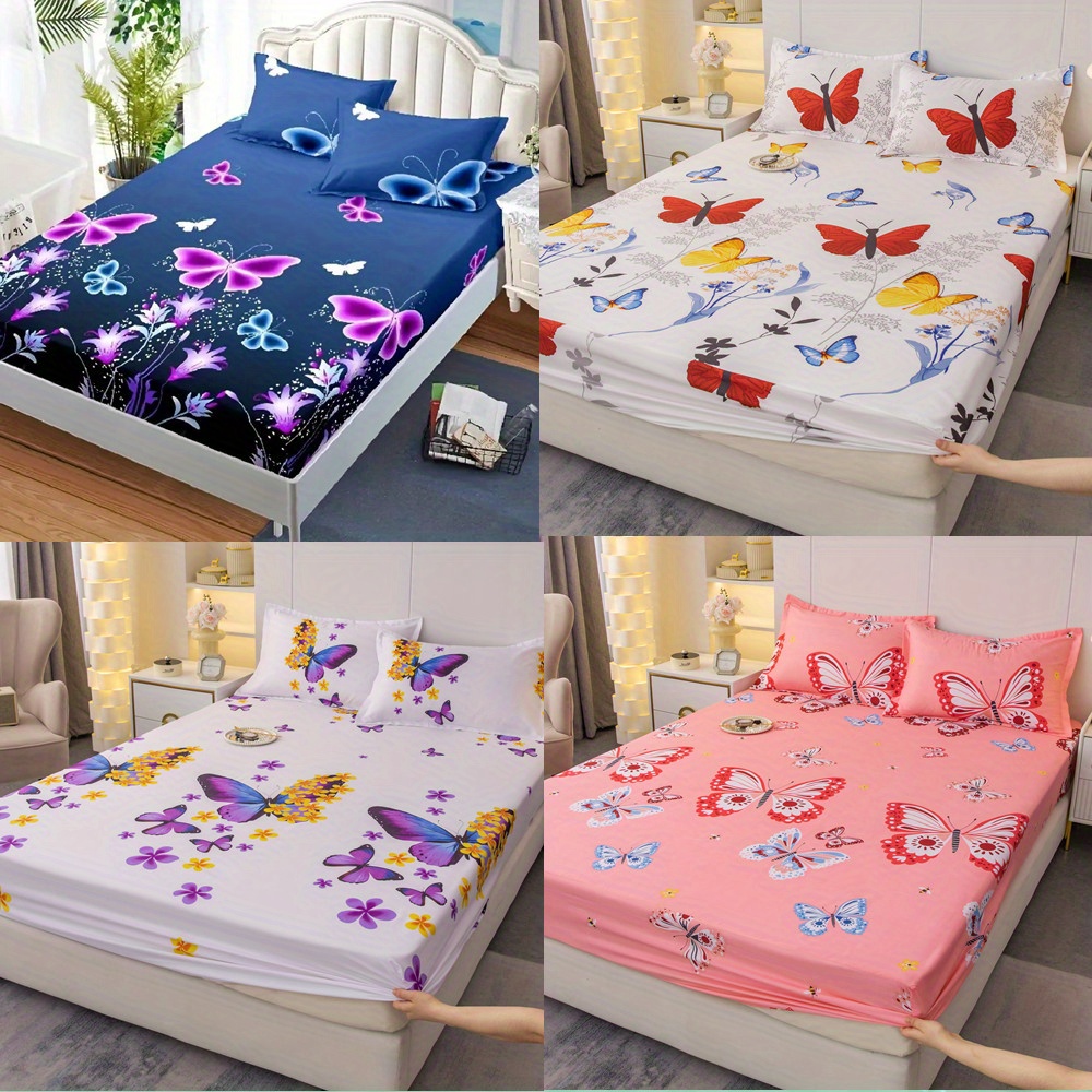 Breathable Butterfly Floral Print Bedding Set Anti slip - Temu Australia
