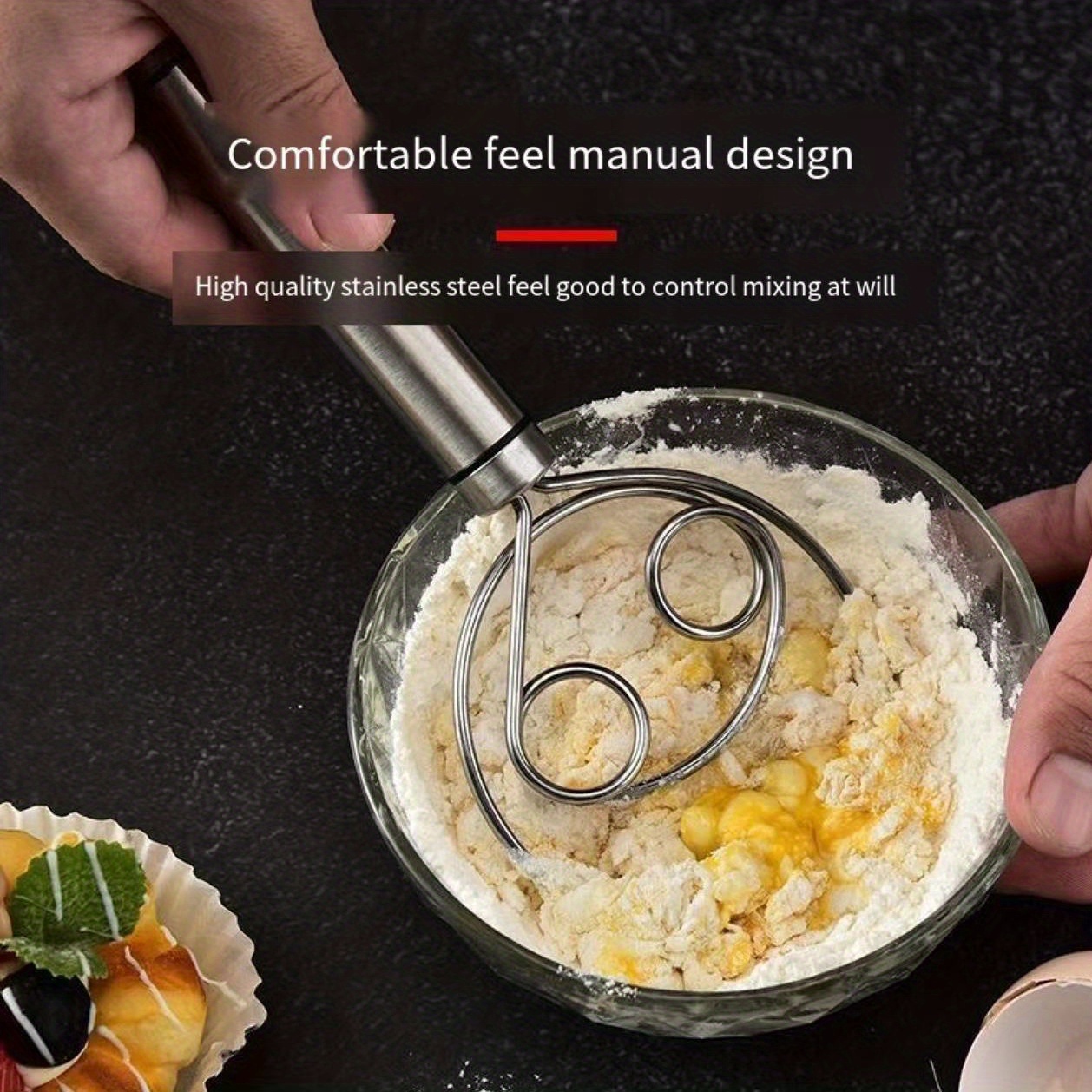 1 יחידה, מקציפת בצק דנית מנירוסטה - מושלם לאפייה וערבוב בצק - גאדג'ט ...