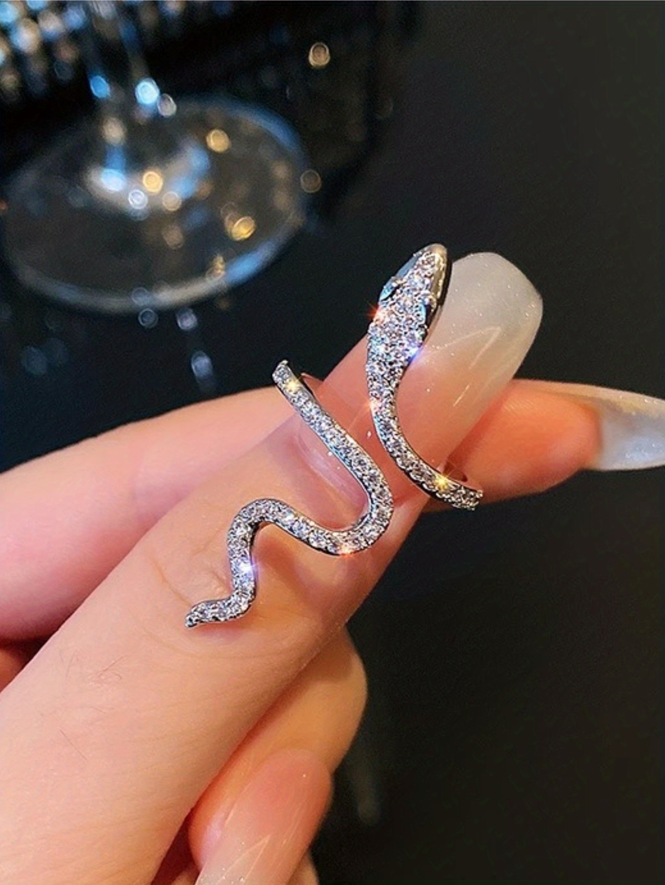 Chic Trendy Snake Design Silver Plated - Temu