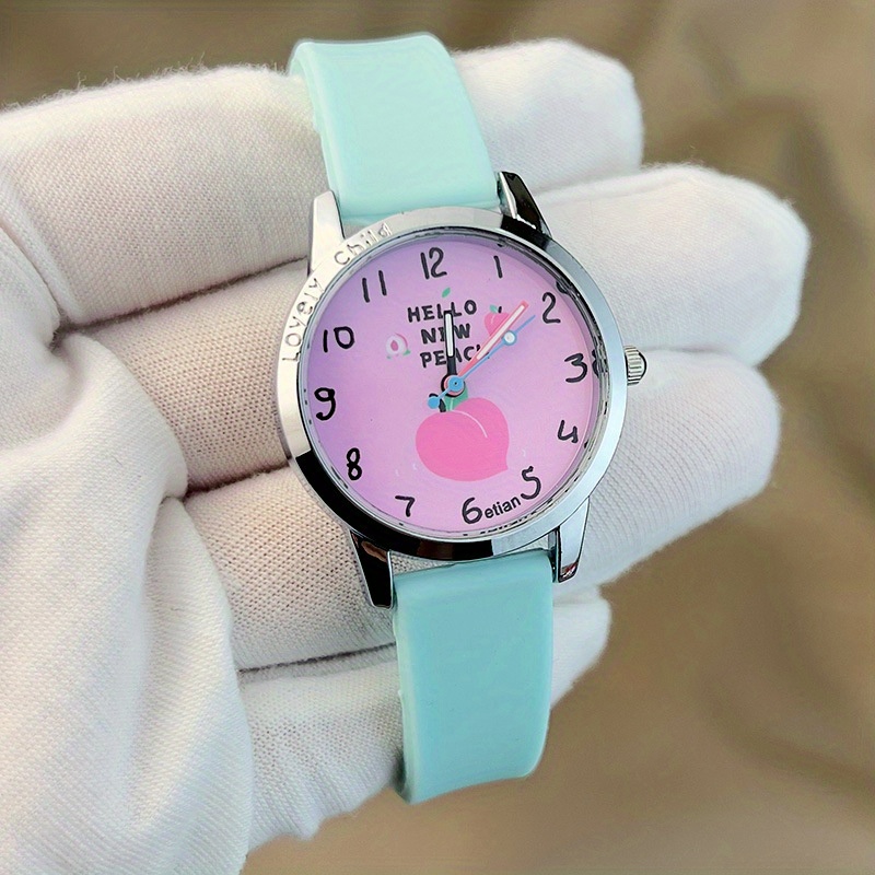 Cartoon Peach Quartz Watch Cute Fashion Analog Silicone - Temu United ...