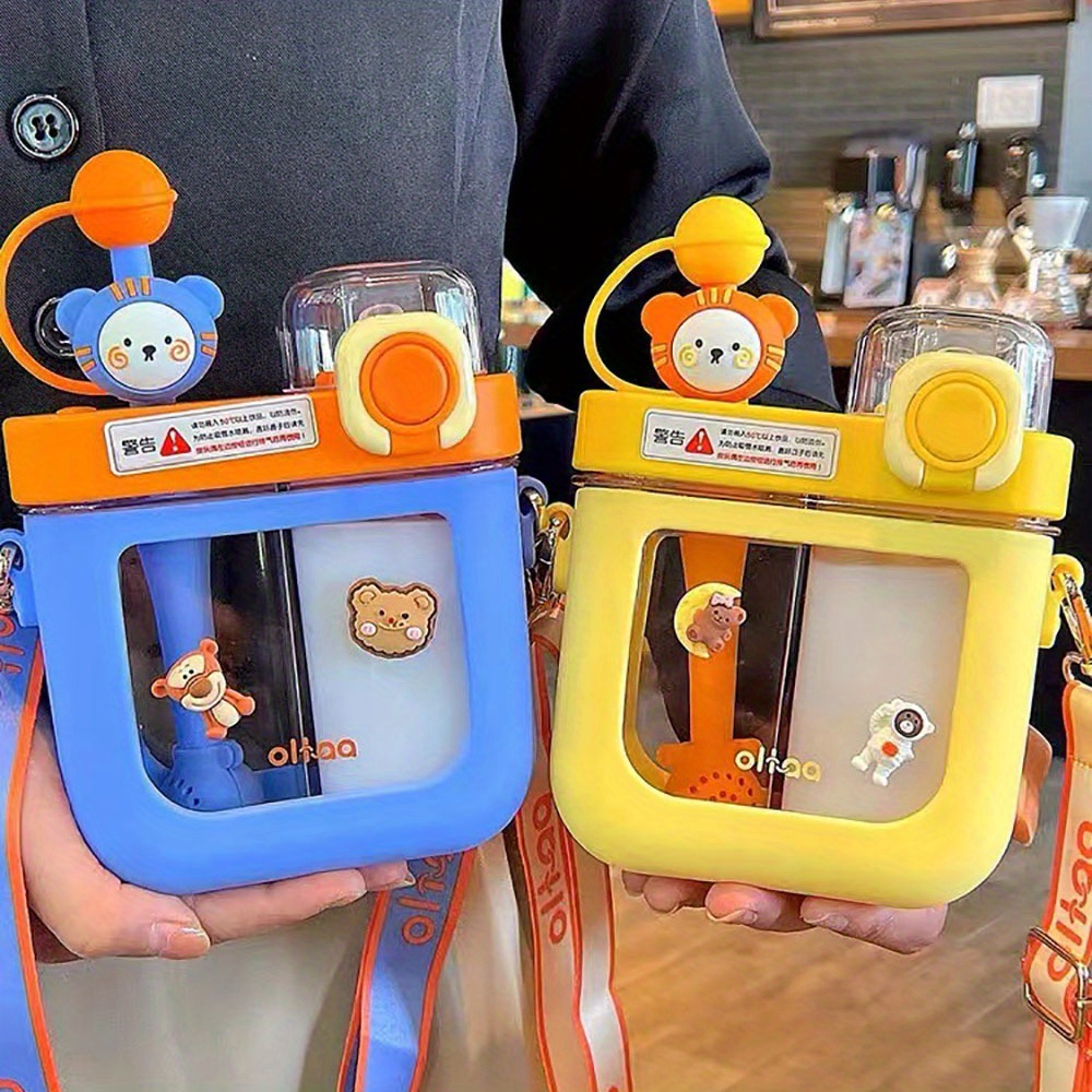 Double Drinking Straw Cups With Adjustable Shoulder Strap - Temu