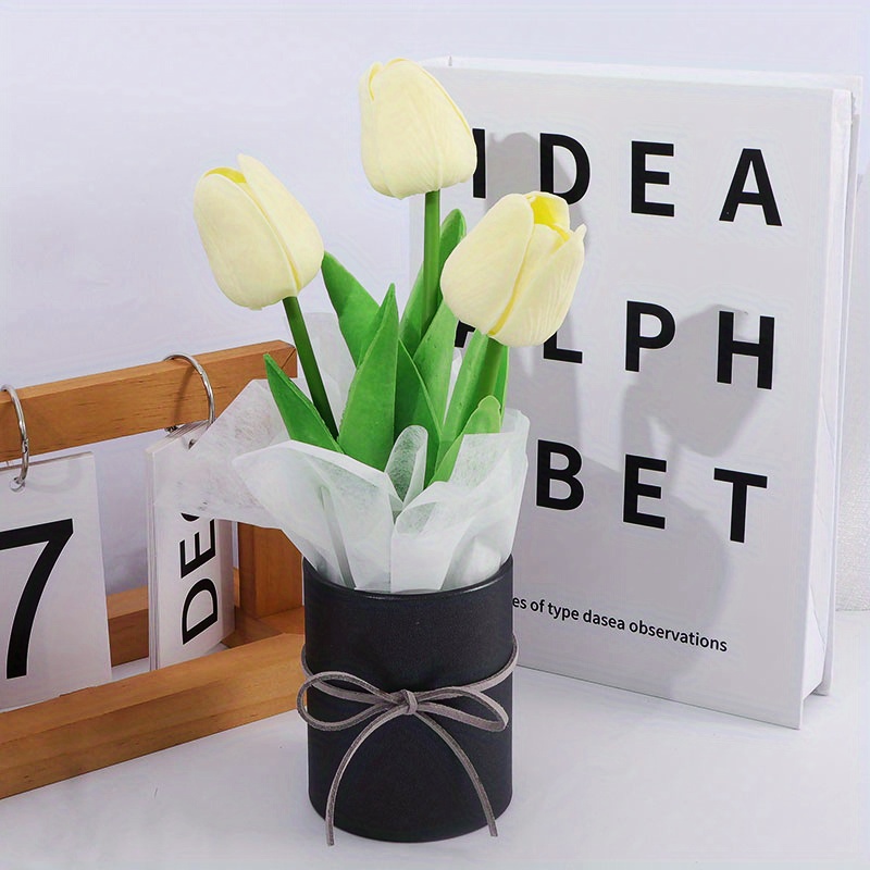 Flower Desktop Ornaments Real Touch Artificial Tulip Home - Temu Australia