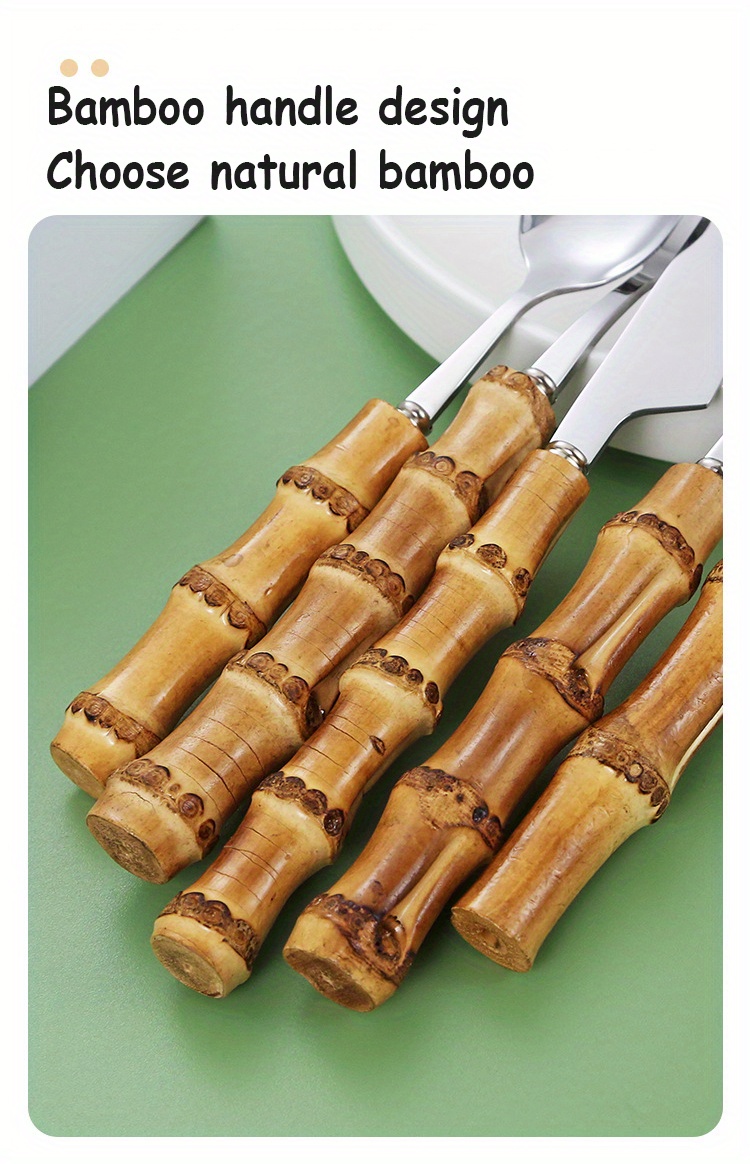 1pc 竹製食器 オリジナルの自然な竹製 高級カトラリー フォークスプーンナイフ ホーム - Temu Japan