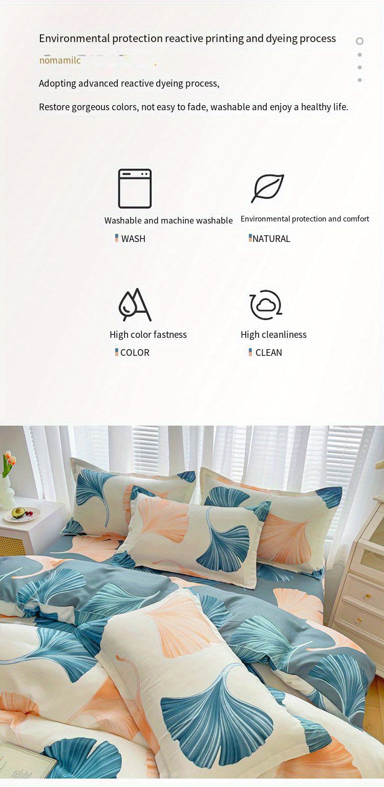 Retro Luxury Duvet Cover Set Ginkgo Print Pastoral Style - Temu Ireland