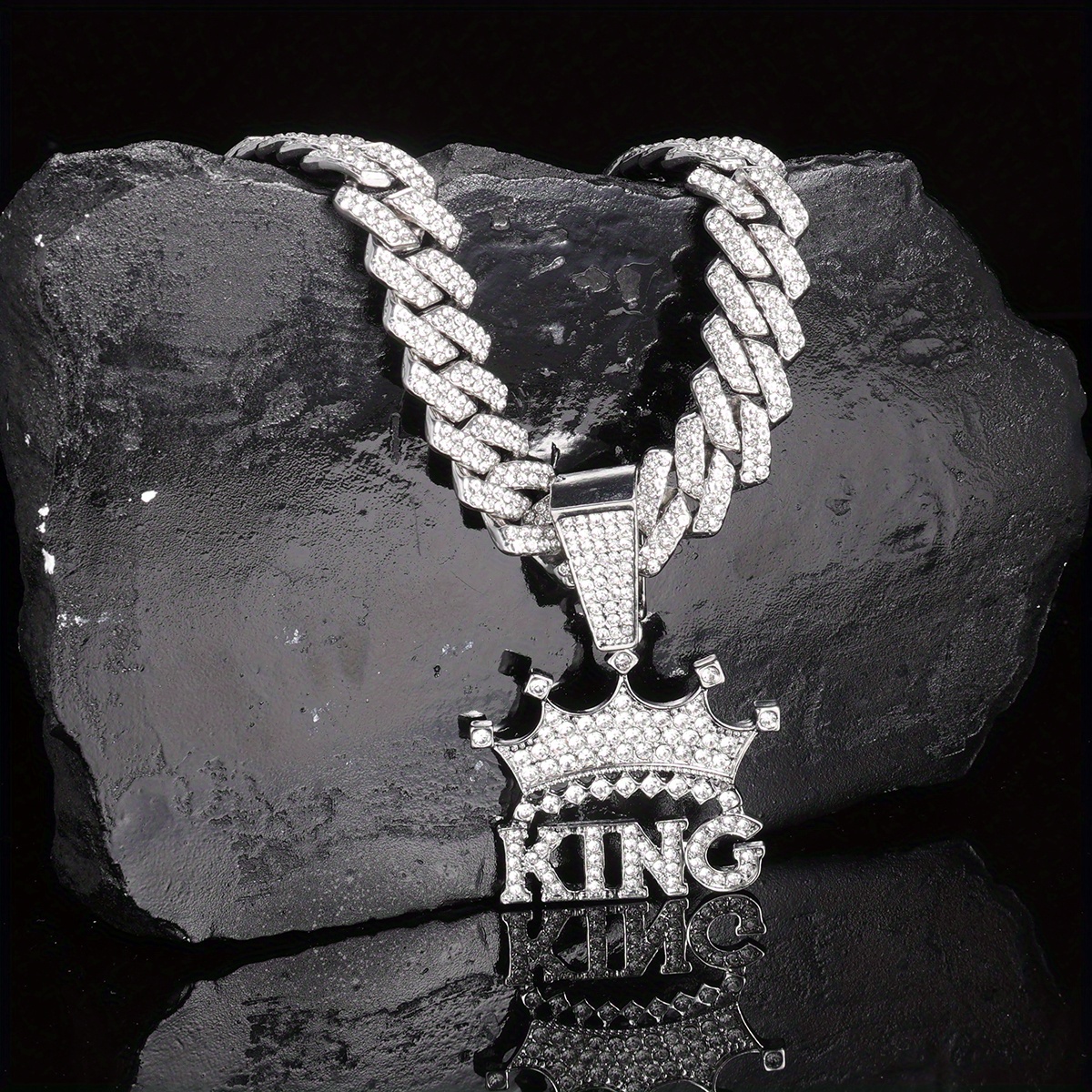 Street Style Hollow Crown King Cuban Chain Pendant Hip Hop - Temu ...