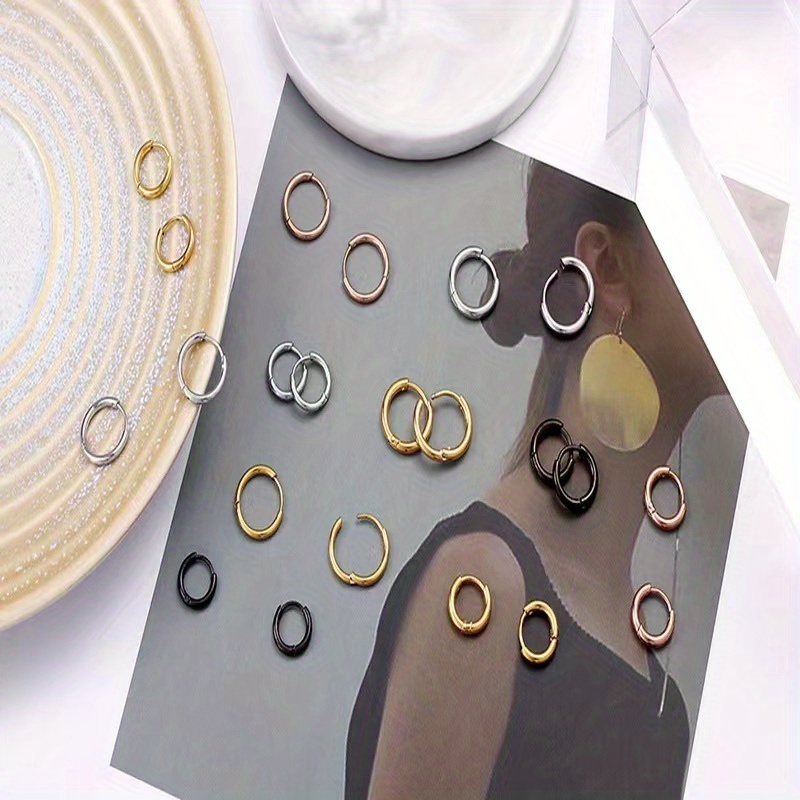 Simple Stainless Steel Earrings Men Trendy Couple Hoop - Temu Canada