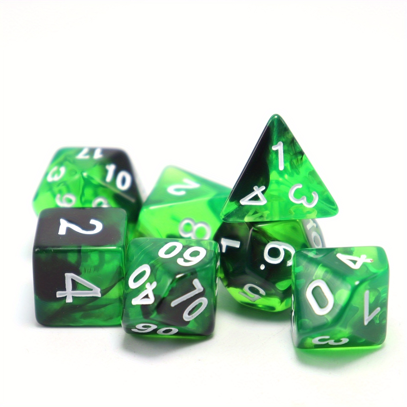 Game Dice Set Polyhedral Transparent Two color Green Black - Temu Australia