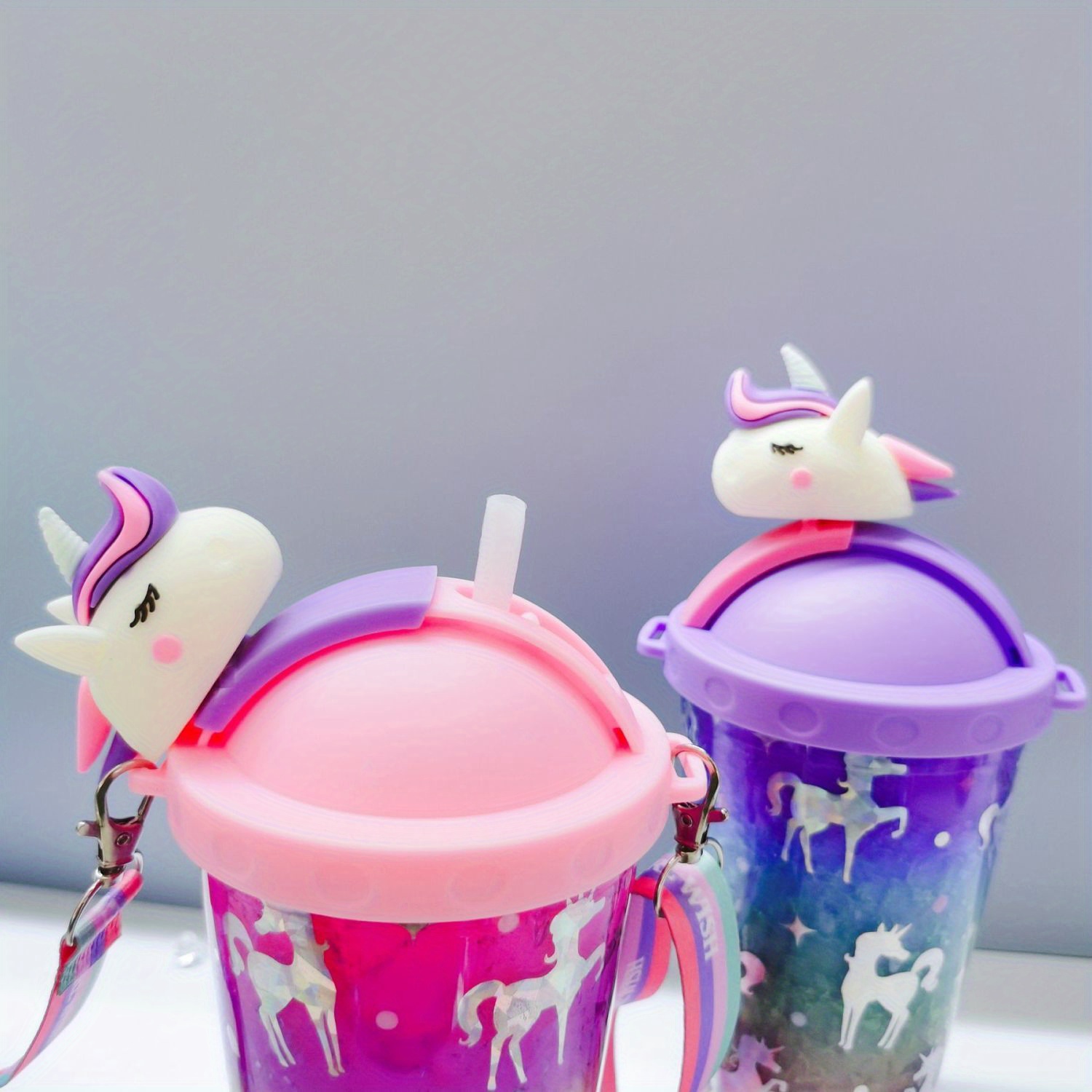Unicorn Water Bottle Straw Strap Double Walled Plastic Cup - Temu Ireland