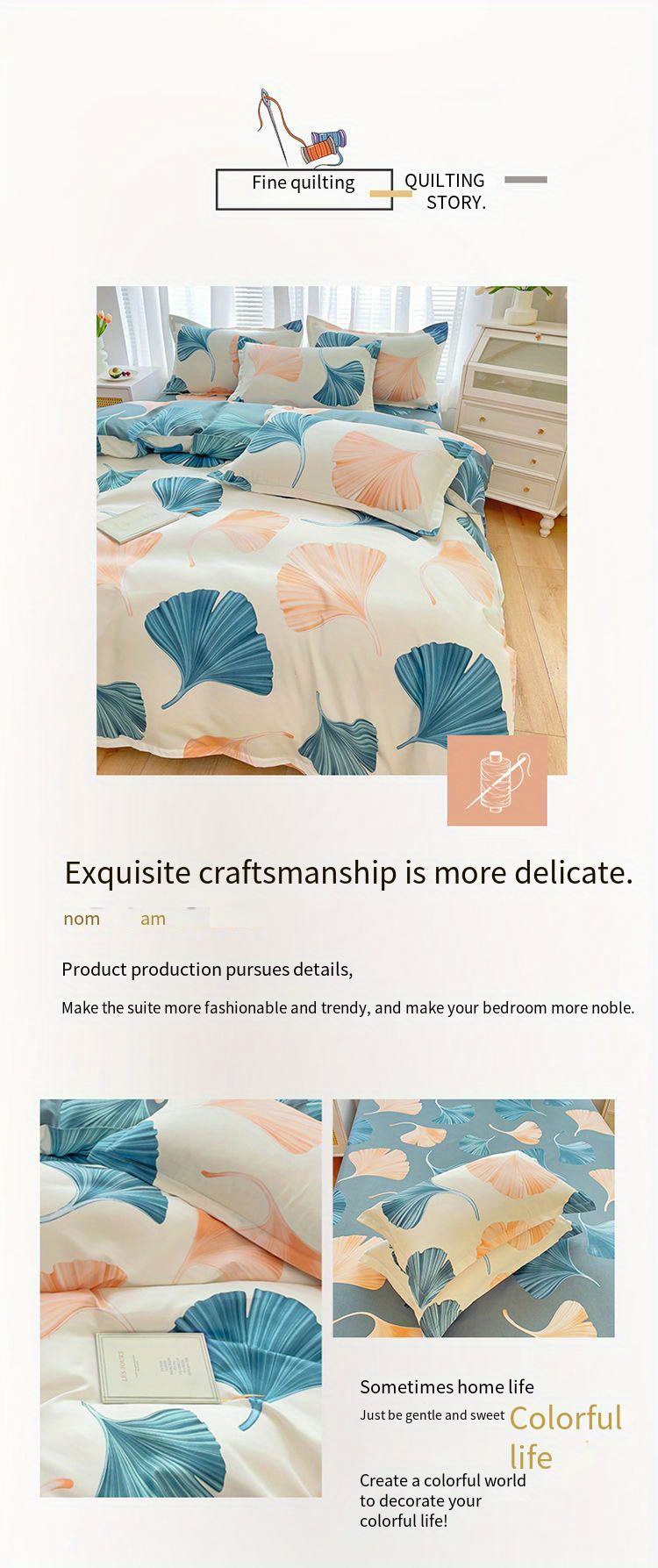 Retro Luxury Duvet Cover Set Ginkgo Print Pastoral Style - Temu Ireland